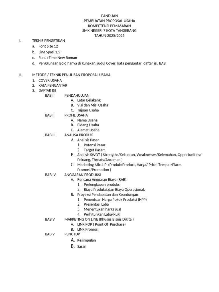 Panduan Penulisan Proposal Usaha | PDF
