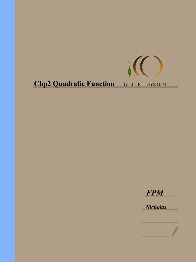 Chapter-2 The Quadratic Function - ICO FPM | PDF | Mathematical Relations | Equations