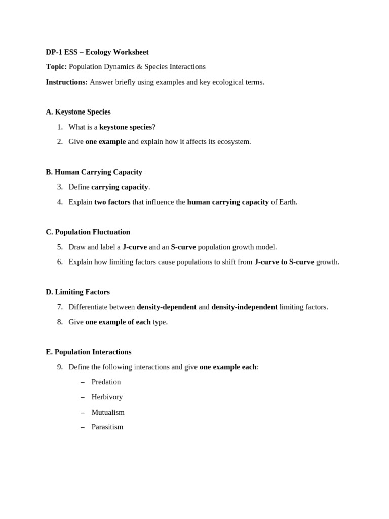 DP 1 Worksheet | PDF