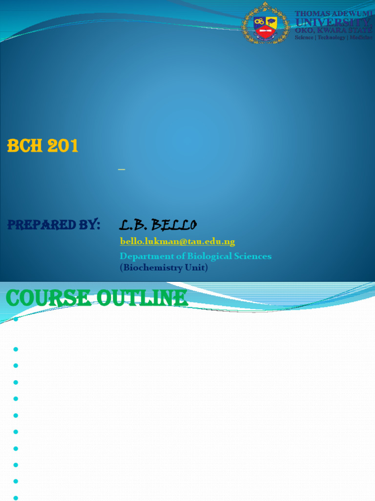BCH 201 Biochemistry - General and Medical I - 241112 - 095714 | PDF ...