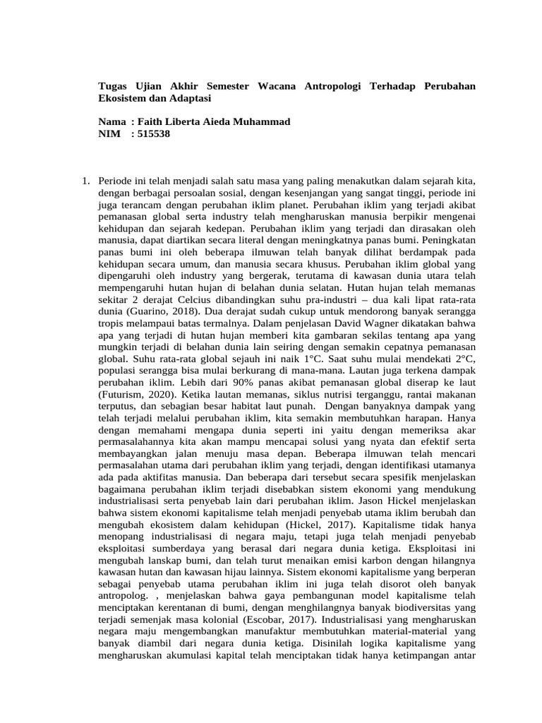 Tugas Ekosistem Dan Perubahan Iklim | PDF