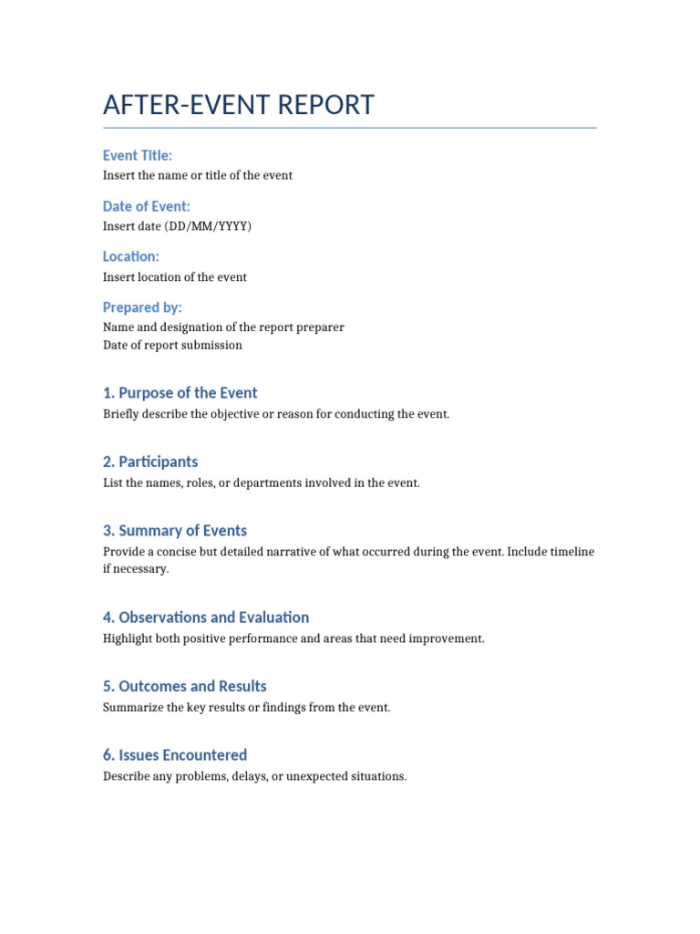 After-Event Report Template | PDF
