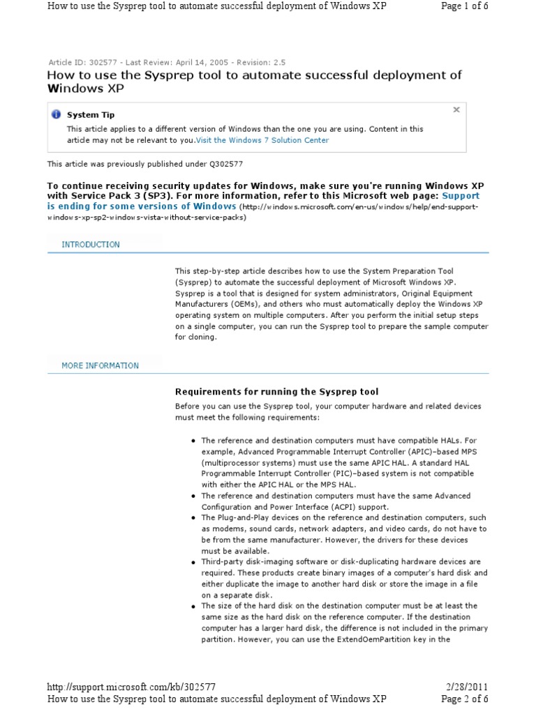 SYSprep | PDF | Installation (Computer Programs) | Microsoft Windows