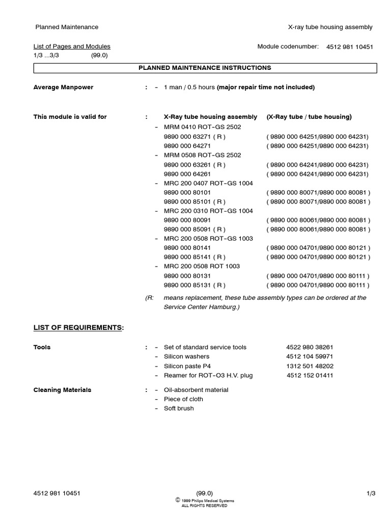 X-Ray Tube Housing Assembly MRM, MRC | PDF