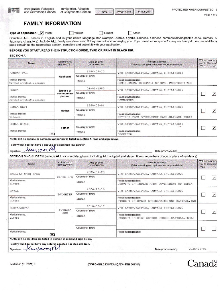 Family Information (IMM5645), Marriage Certificate and Family Photo | PDF