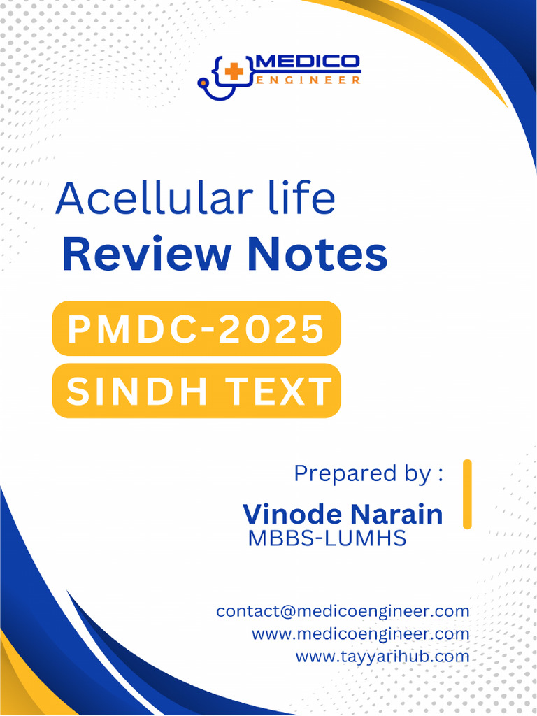Acellular Life Summary Notes PMDC-2025 | PDF | Virus | Hiv