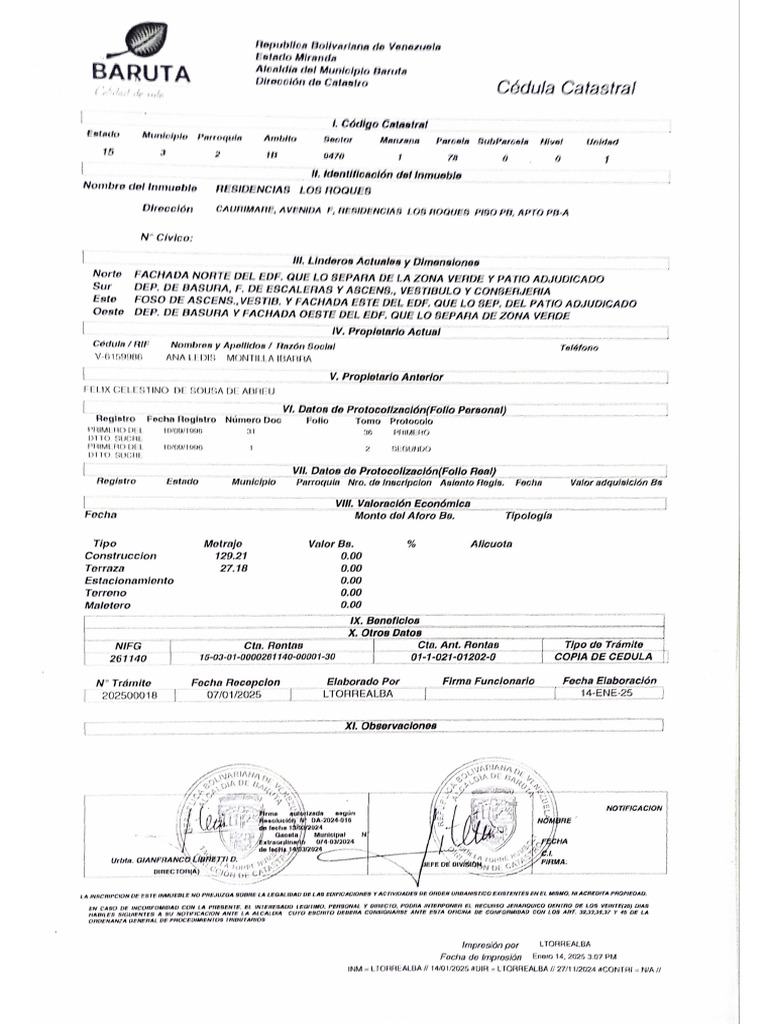 Cedula Catastral 2025 | PDF