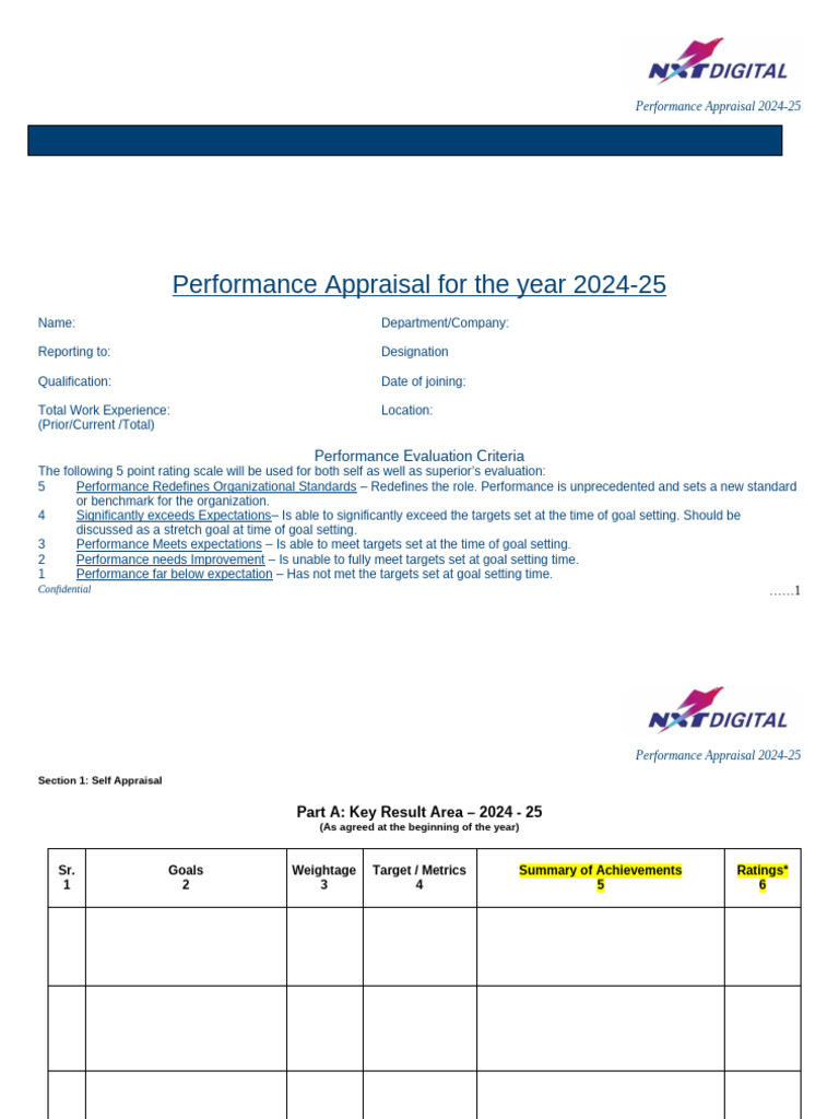 Form A - Performance Appraisal Form 2024 - 25 | PDF | Performance Appraisal | Goal Setting