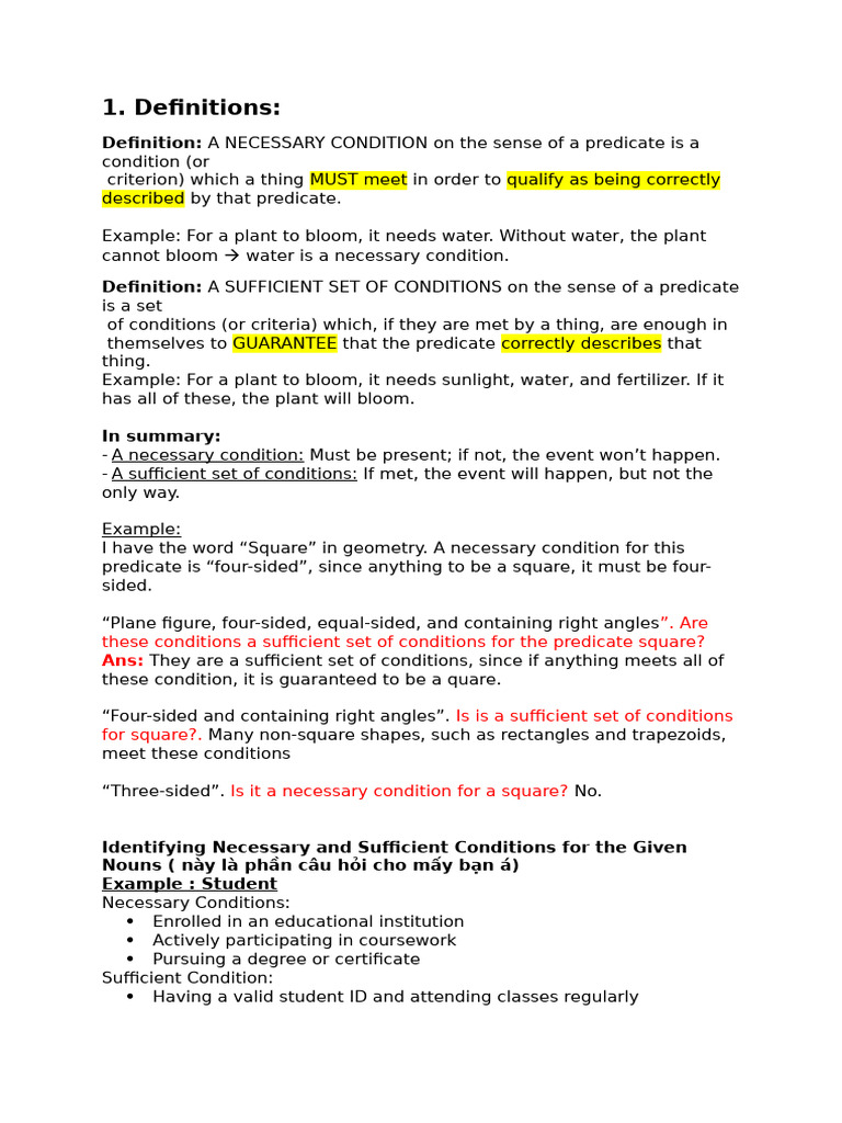 Necessary and Sufficient Conditions Explained | PDF | Teachers | Well Being