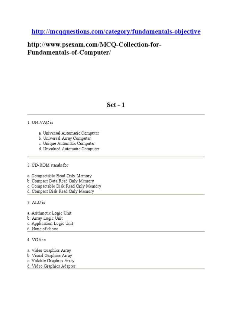 Computer Fundamental MCQ | PDF | Computer Data Storage | Disk Storage