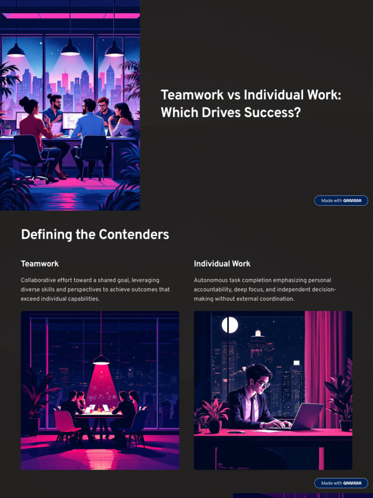 Teamwork Vs Individual Work Which Drives Success | PDF | Leadership ...