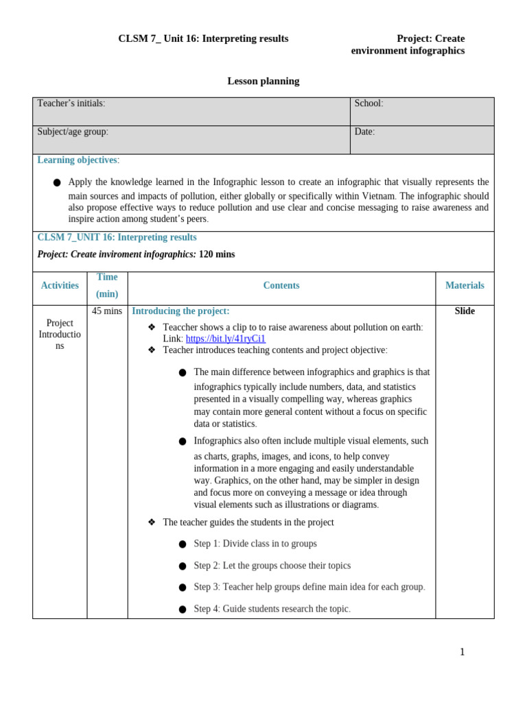 Project Environment Infographic - Lesson Plan | PDF | Infographics | Graphics