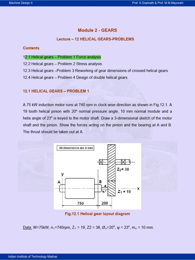 Helical Gear Design Problems Analysis | PDF | Gear | Machines