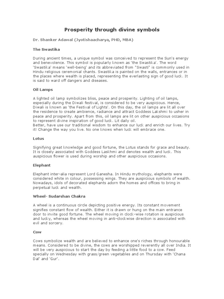 Prosperity Through Divine Symbols | PDF
