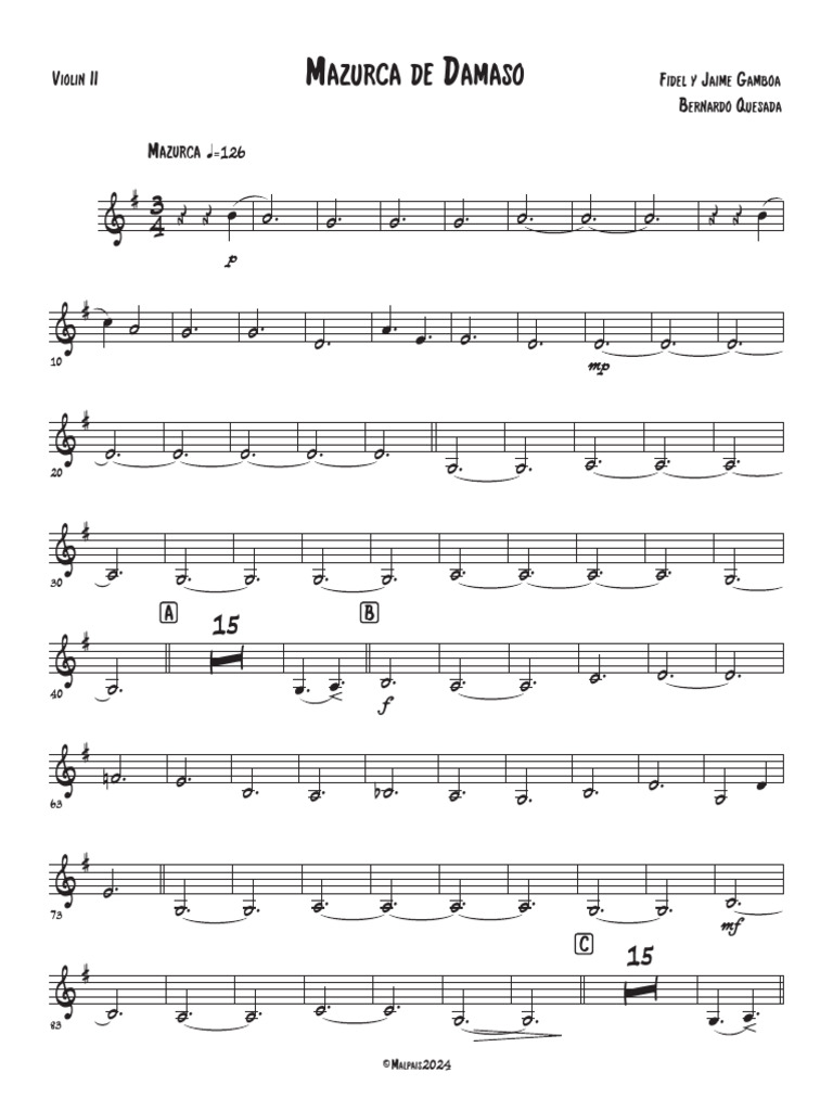 Mazuca de Damaso 2025 - Violin II | PDF