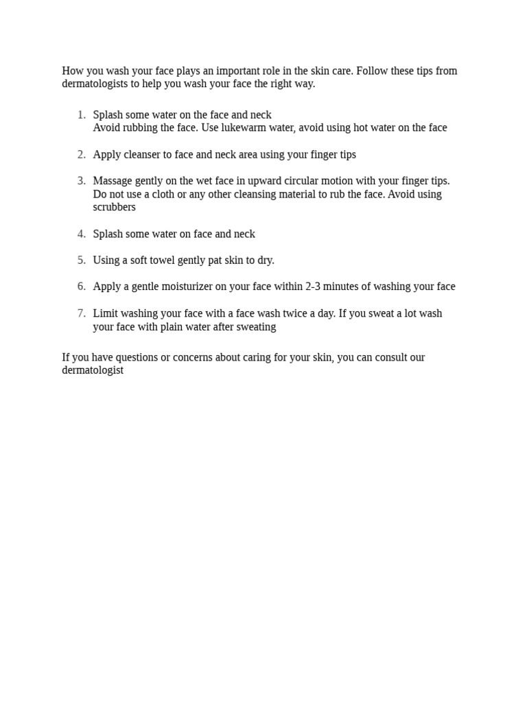 Face Washing Technique | PDF