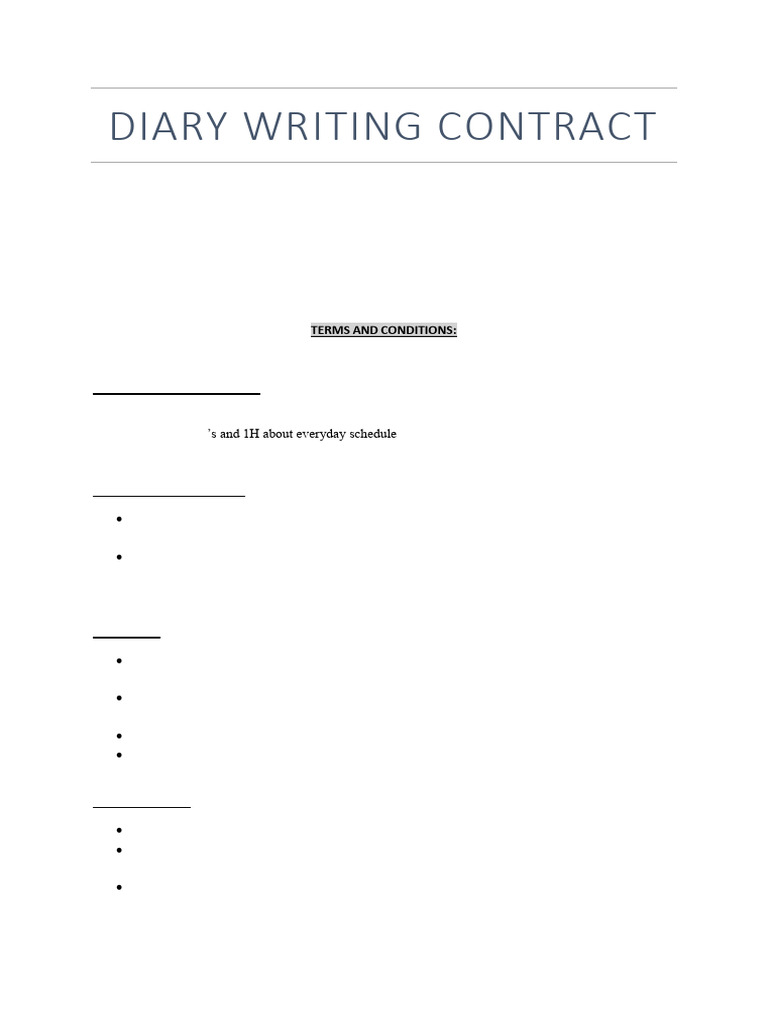 Diary Writing Contract Agreement 2024 | PDF