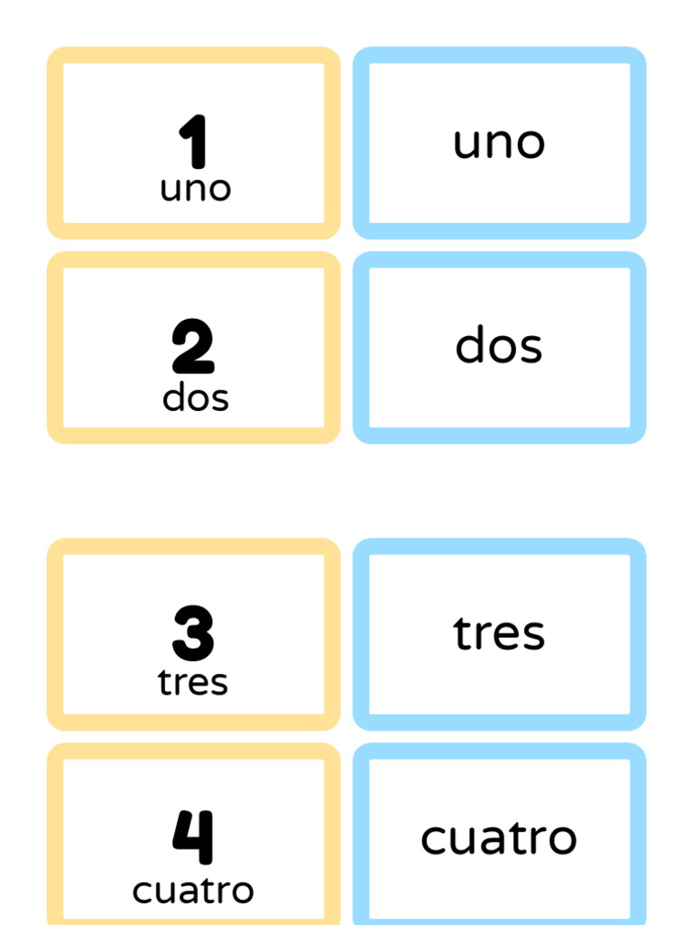 Tarjetas Educativas de Números Simple Colorido PDF | PDF