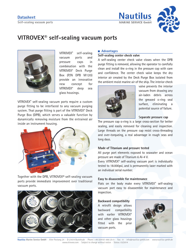 VITROVEX Self Sealing Vacuum Ports | PDF | Vacuum | Valve