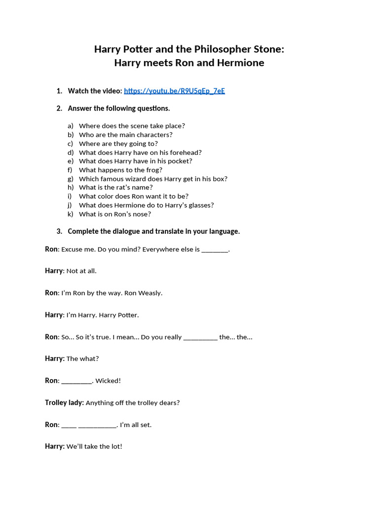 Harry Potter Scene Analysis and Dialogue | PDF | J. K. Rowling | Harry ...
