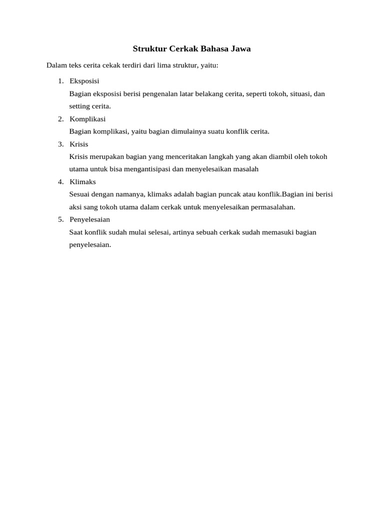 Struktur Cerkak Bahasa Jawa | PDF