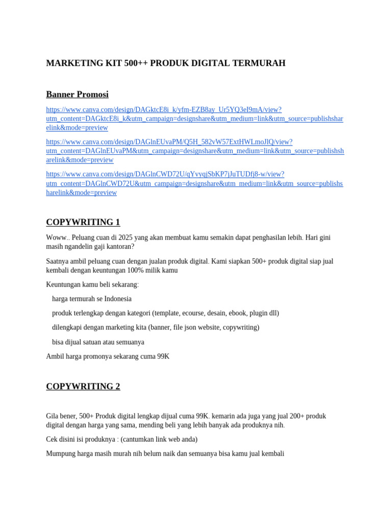 Marketing Kit 500 Produk Digital | PDF