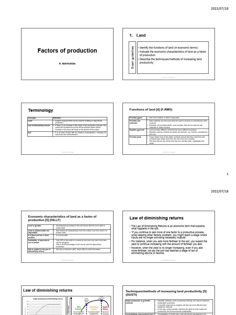 Factors of Production NOTES COMPRESSED | PDF | Labour Law | Employment