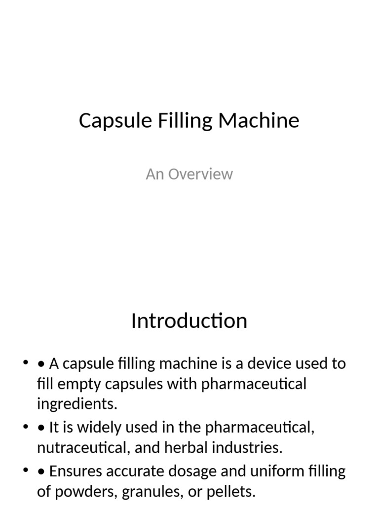 Capsule Filling Machine Overview | PDF