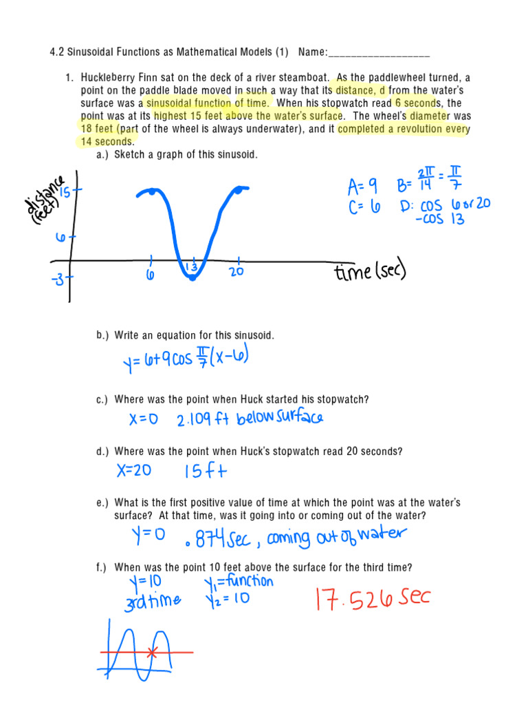 Sinusoidal Functions in Real-World Scenarios | PDF