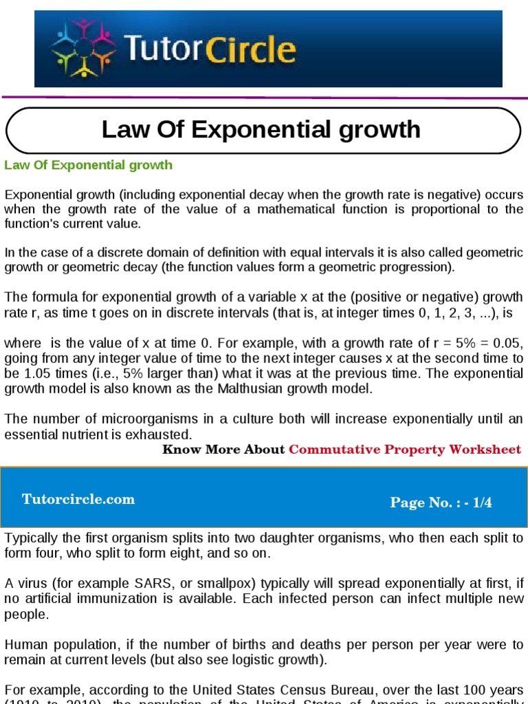 Law of Exponential Growth | PDF | Teaching Mathematics | Applied ...