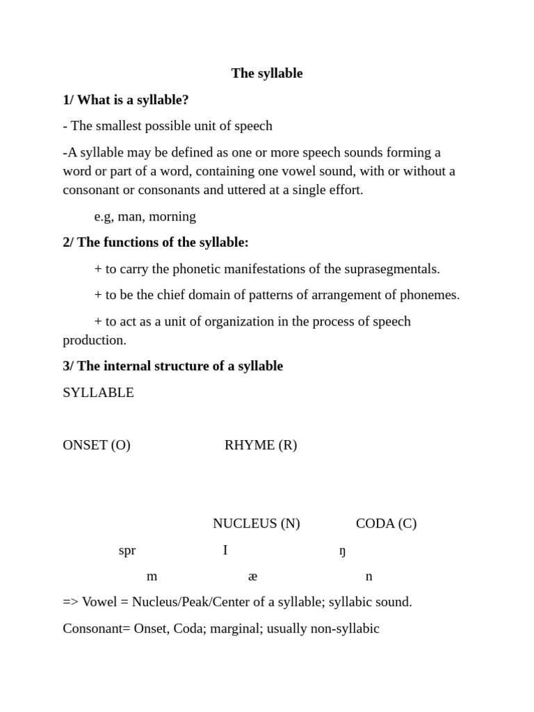The Syllable | PDF | Syllable | Consonant