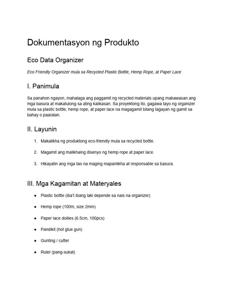Dokumentasyon NG Produkto | PDF