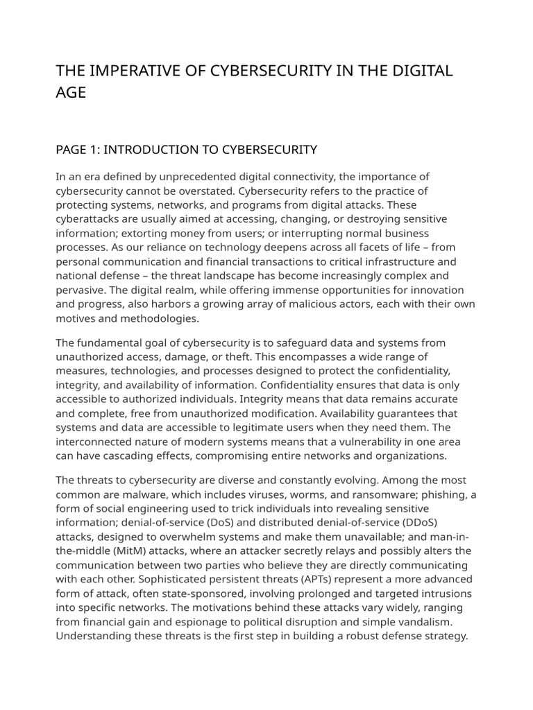 Cybersecurity Essentials in the Digital Age | PDF | Security | Computer ...
