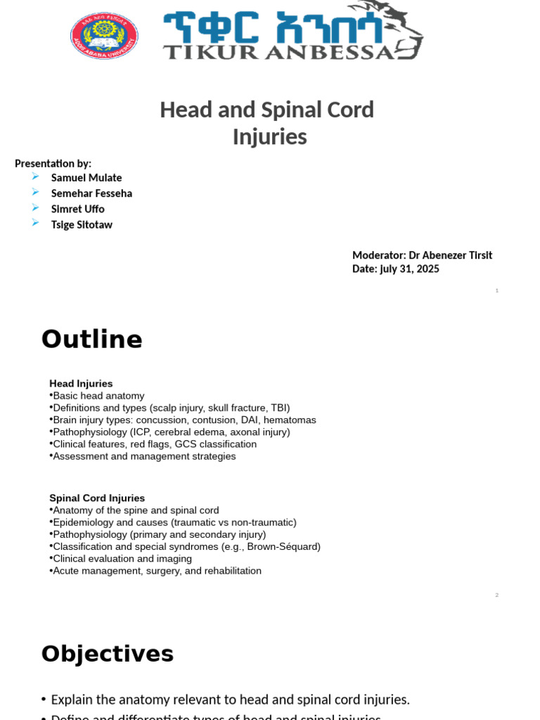 Head and Spinal Cord Injury Overview | PDF | Spinal Cord | Traumatic ...
