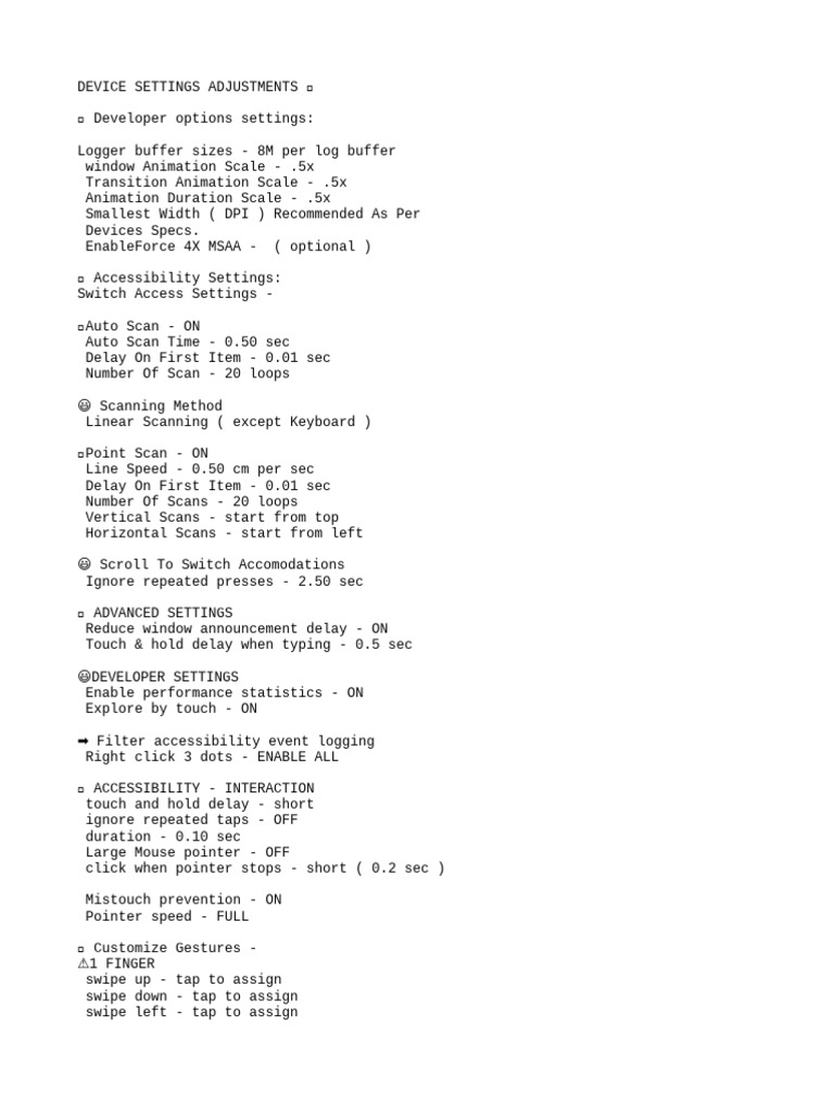 Device Settings Optimization Guide | PDF