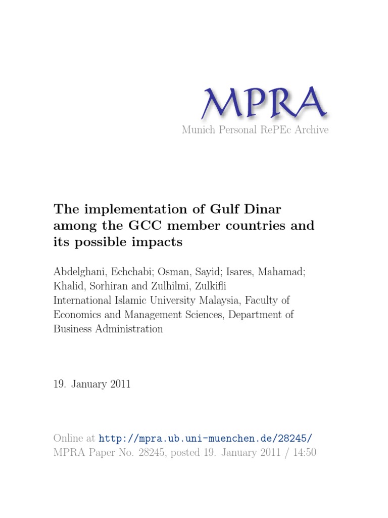 MPRA Paper 28245 | PDF | Gulf Cooperation Council | Euro