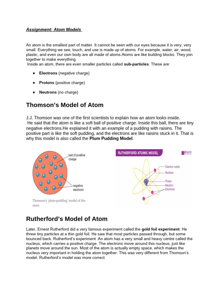 Comparing Rutherford and Thomson Models | PDF | Atoms | Atomic Nucleus