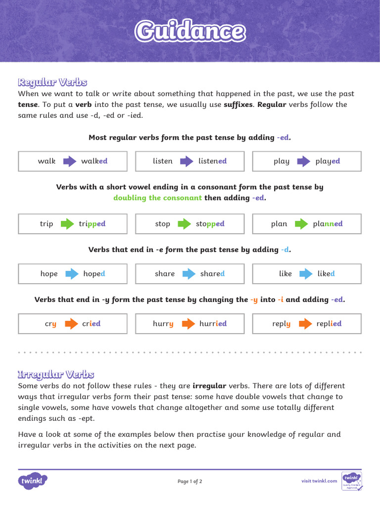 Regular and Irregular Verbs Guide | PDF | Grammatical Tense | Verb