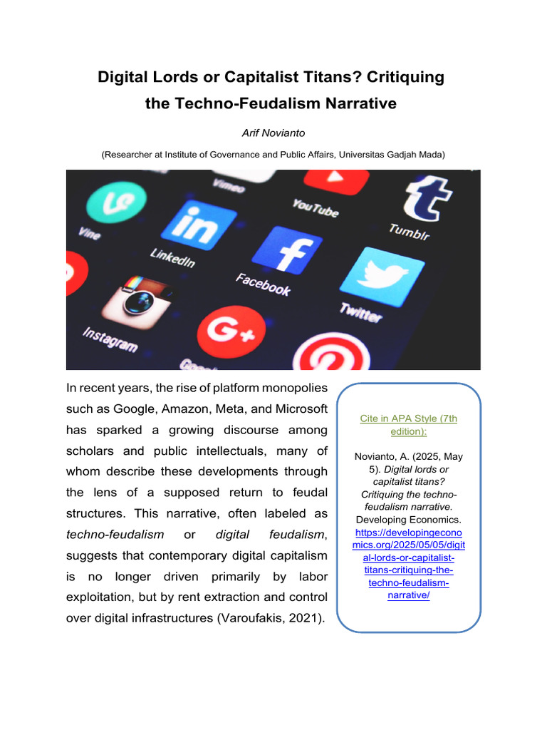 Critique of Techno-Feudalism in Digital Economy | PDF | Capitalism ...