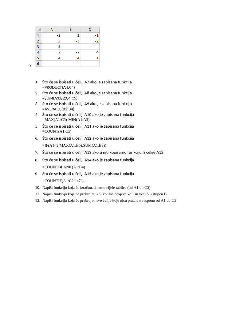 Excel - Zadaci Na Papiru - A | PDF