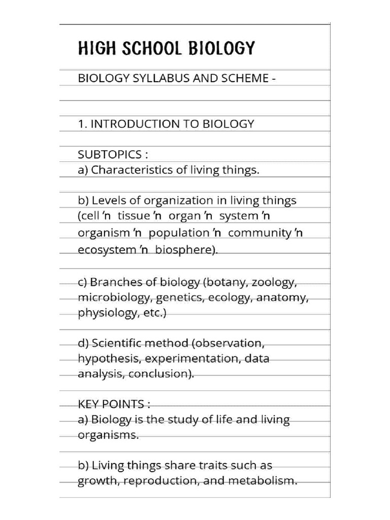 High School Biology | PDF
