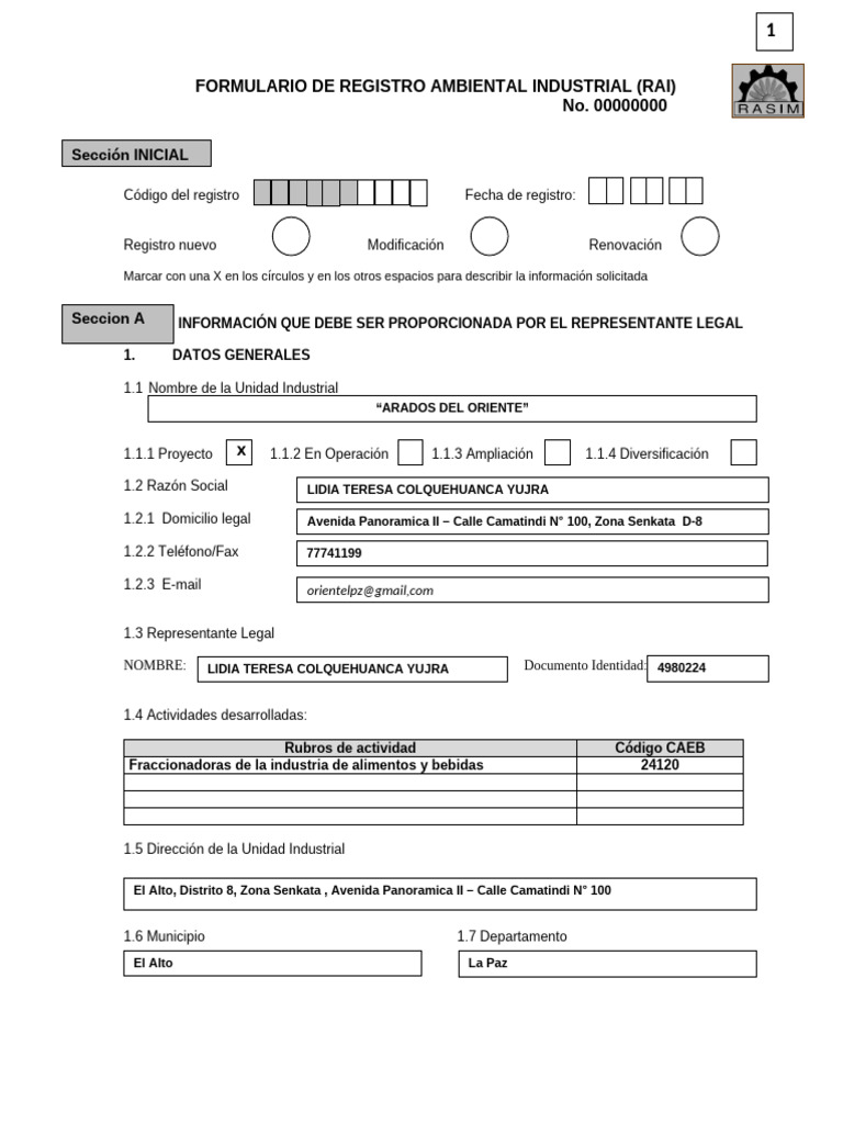 Formulario Rai | PDF