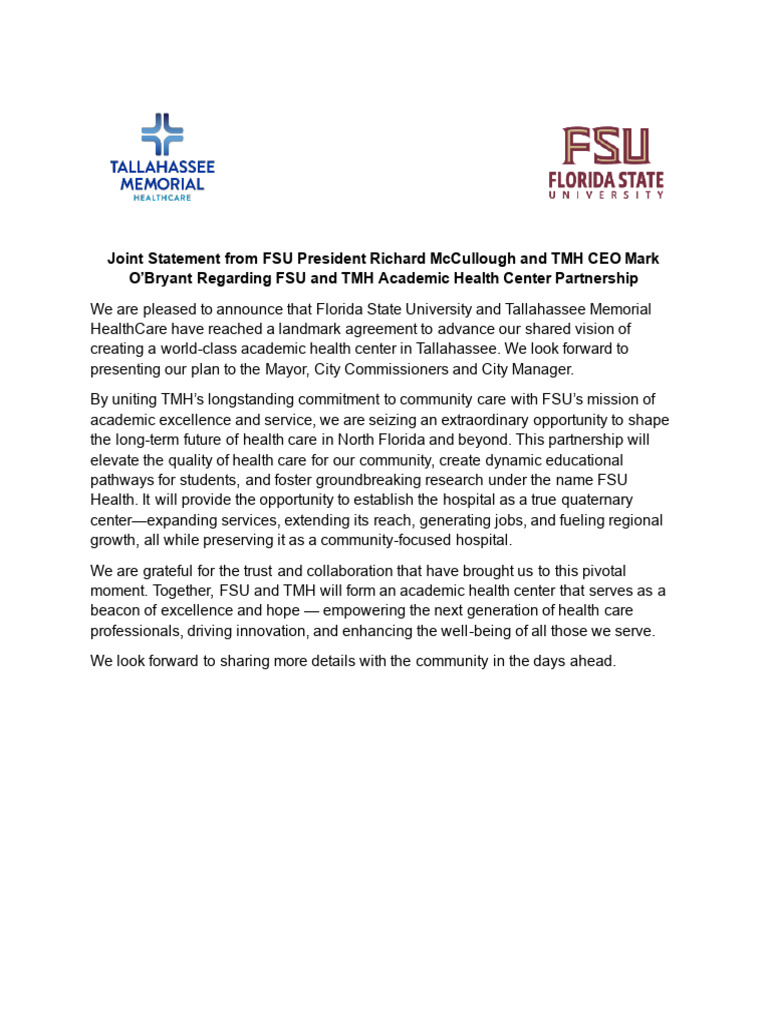 FSU TMH Joint Statement | PDF