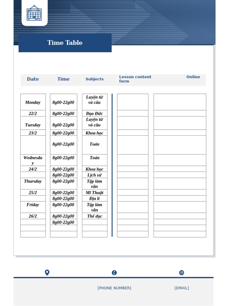 Time Table | PDF