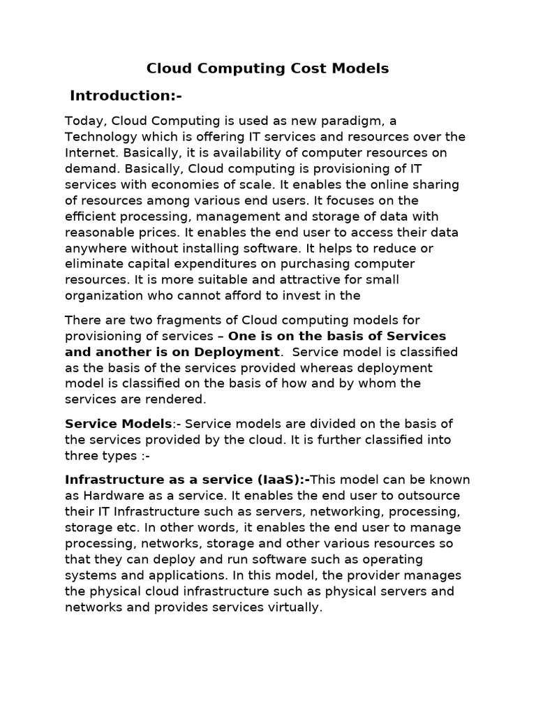 Cloud Computing Cost Models | PDF | Cloud Computing | Software As A Service