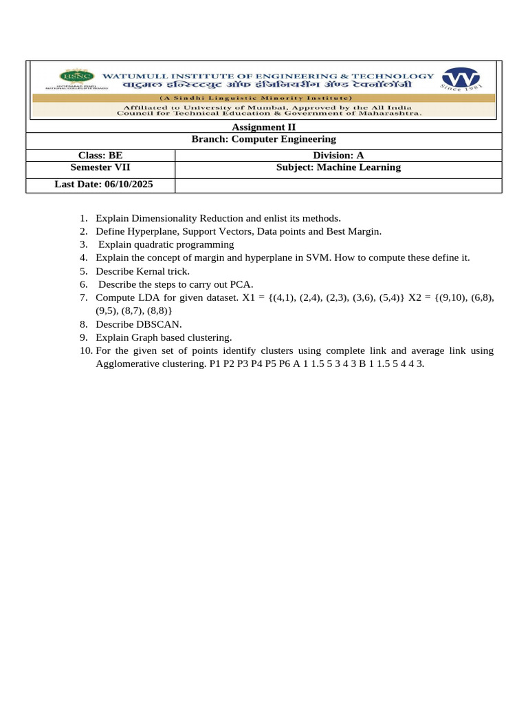 Machine - Learning (ML) Assignment 2 | PDF
