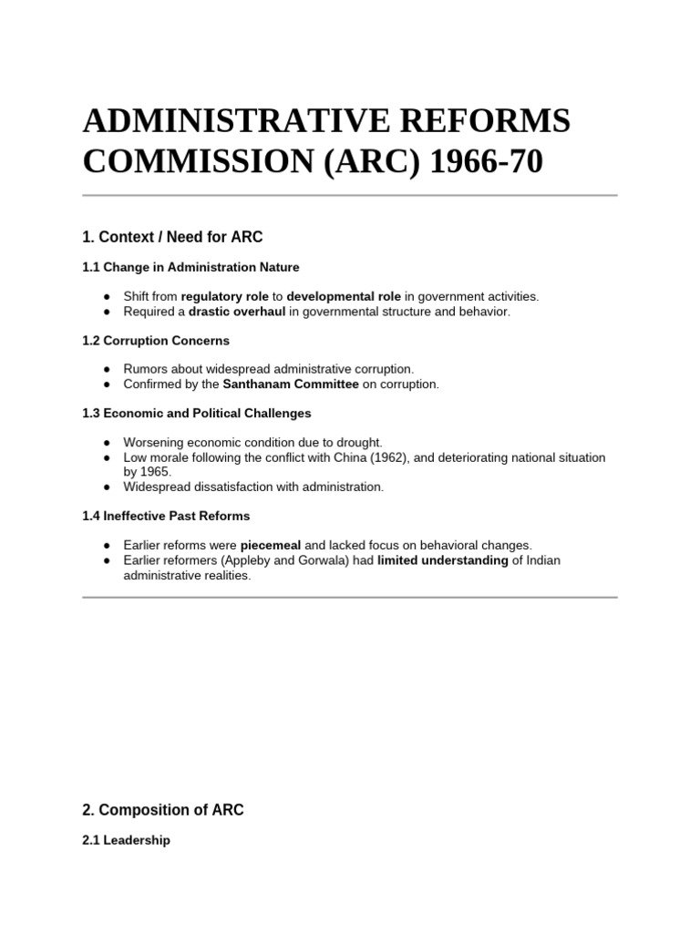 ARC 1966: Administrative Reform Insights | PDF | Policy | Government