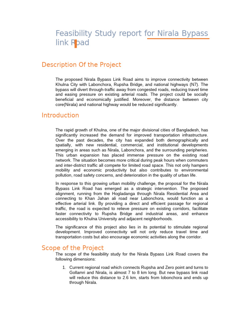 Nirala Bypass Link Road Feasibility Study | PDF | Road | Transport