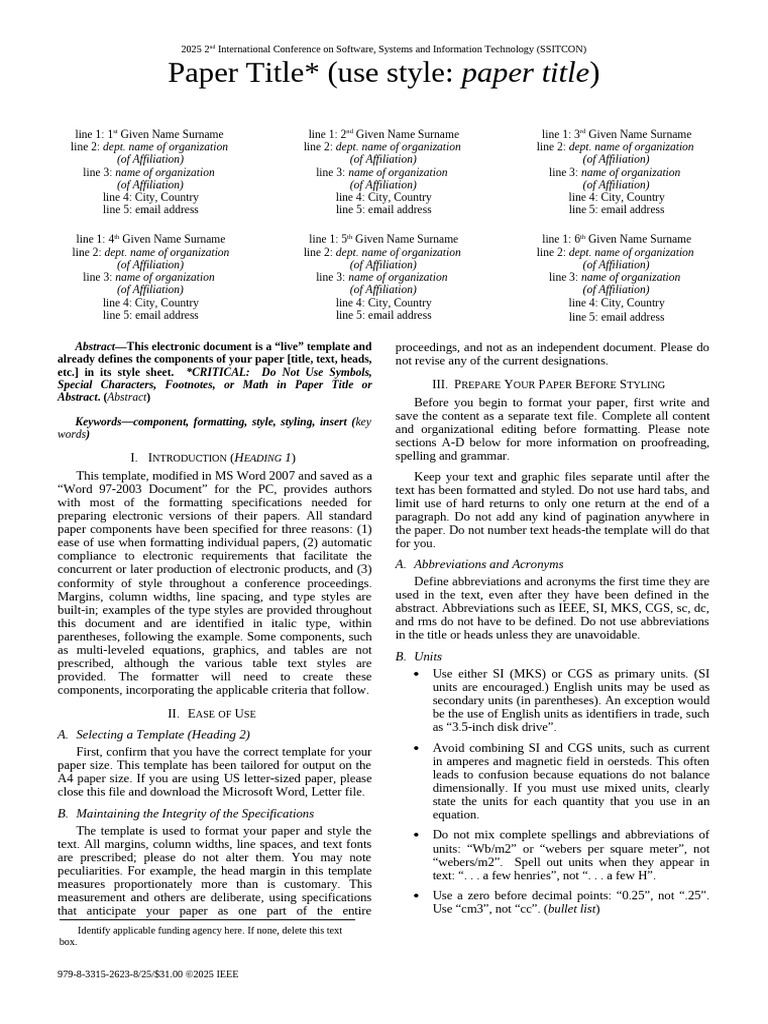 SSITCON 2025 Conference Guidelines | PDF | Note (Typography ...