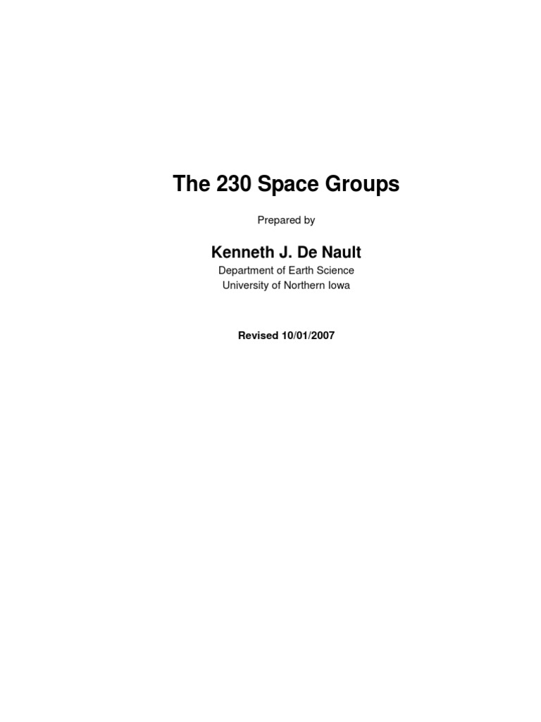 Overview of 230 Space Groups | PDF | Crystal Structure | Rotation